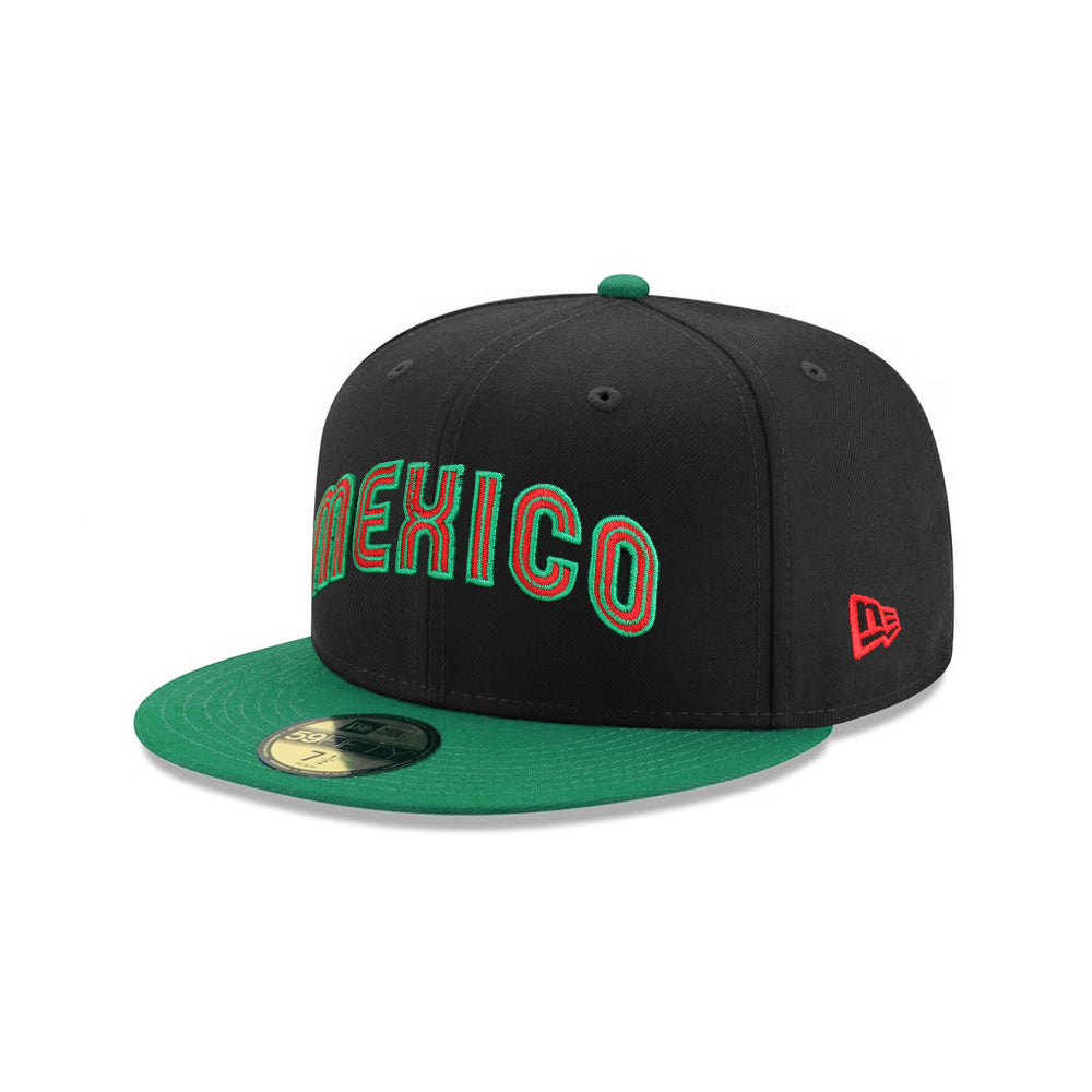 New Era Mexico Black Green 2 Tone Script Mexico Flag SP 59Fifty Fitted ...