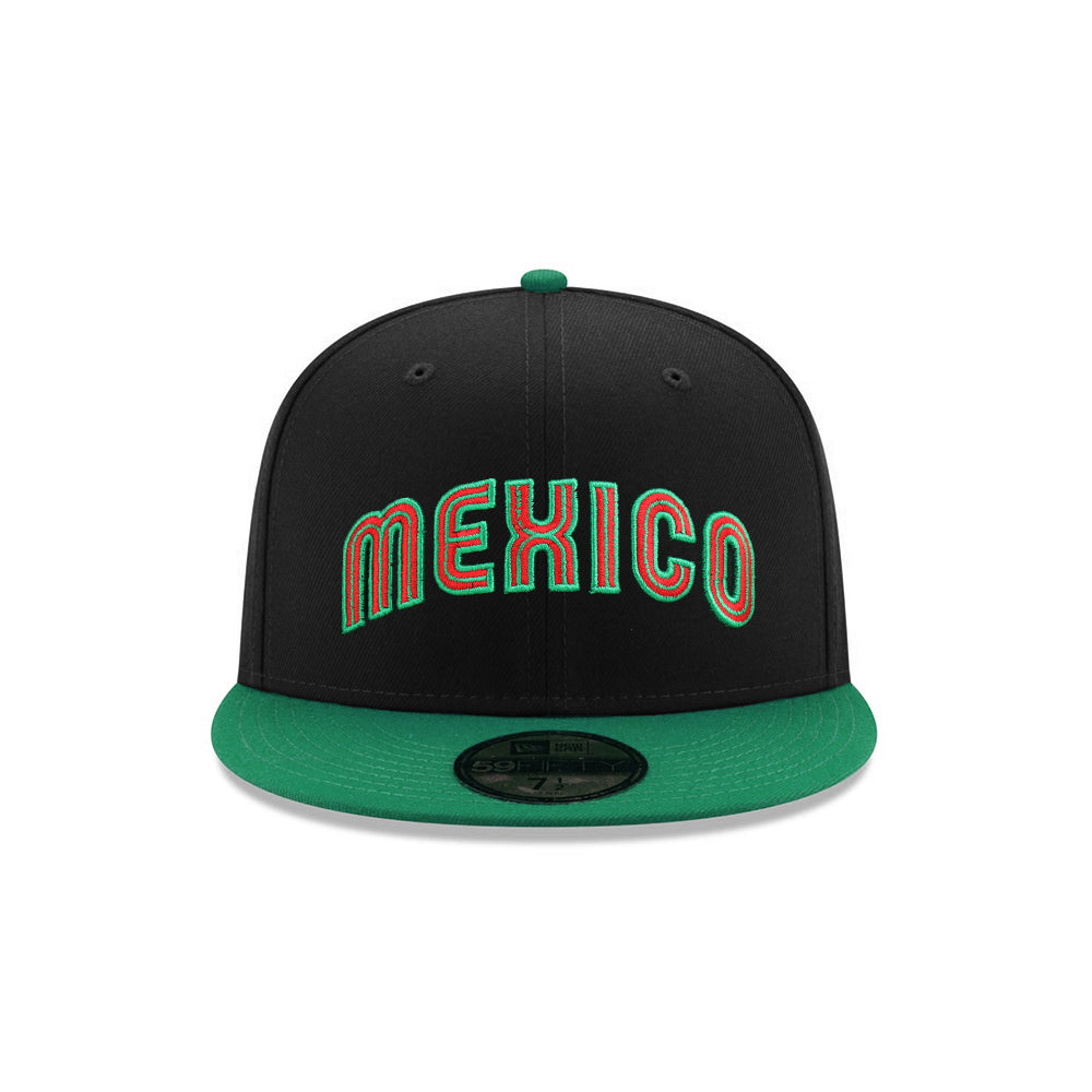 New Era Mexico Black Green 2 Tone Script Mexico Flag SP 59Fifty Fitted ...