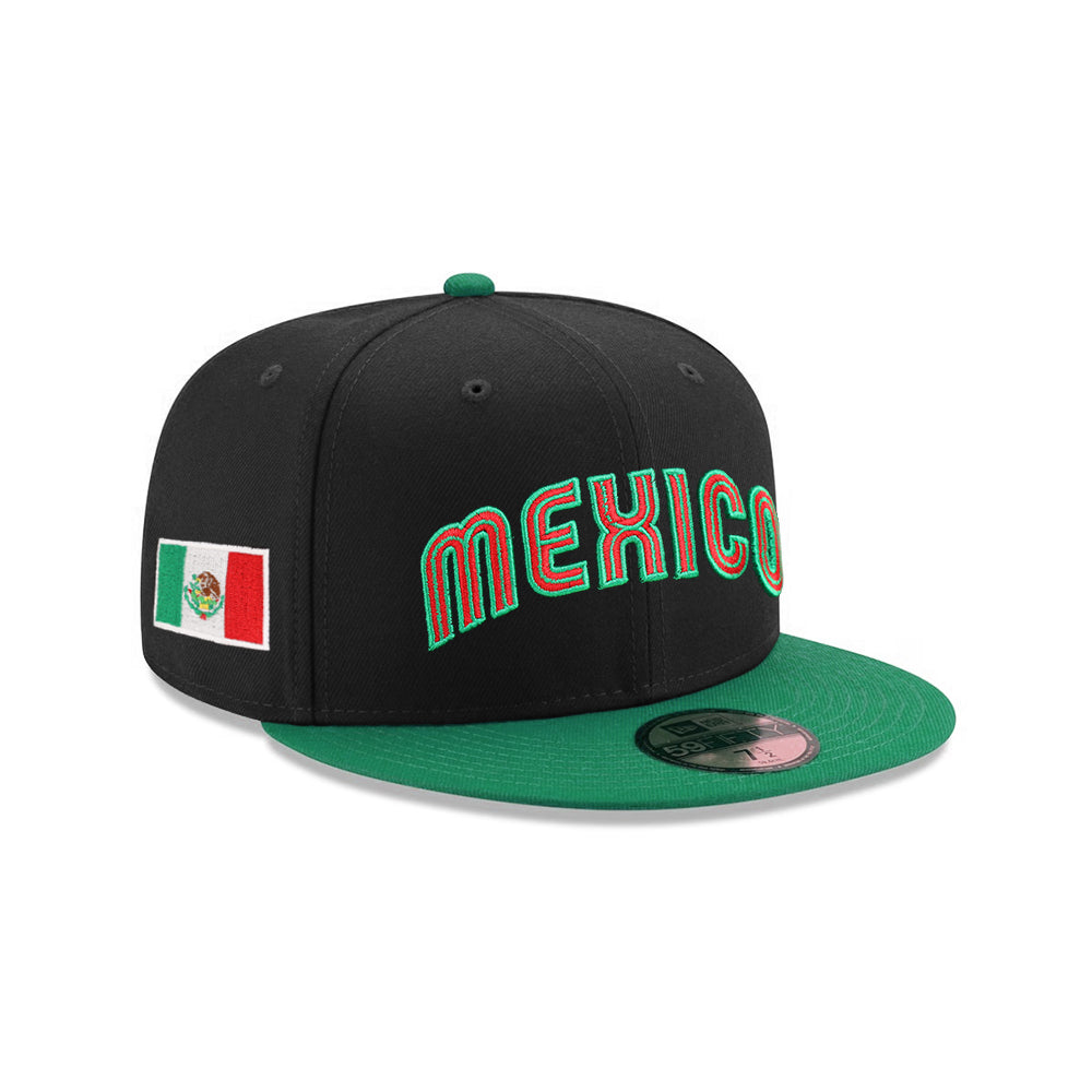 New Era Mexico Black Green 2 Tone Script Mexico Flag SP 59Fifty Fitted ...