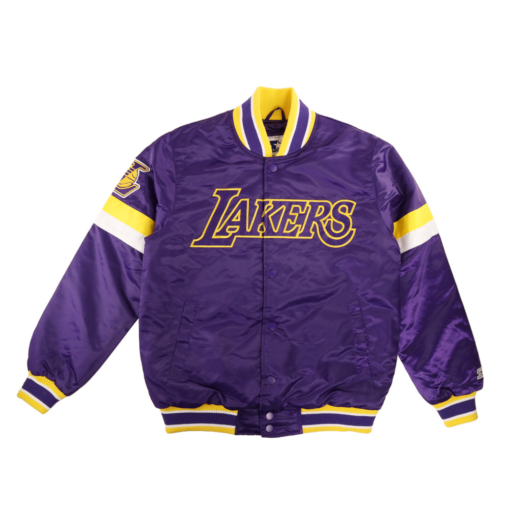 Starter Los Angeles Lakers Purple Home Game Satin Full-Snap Varsity Ja ...