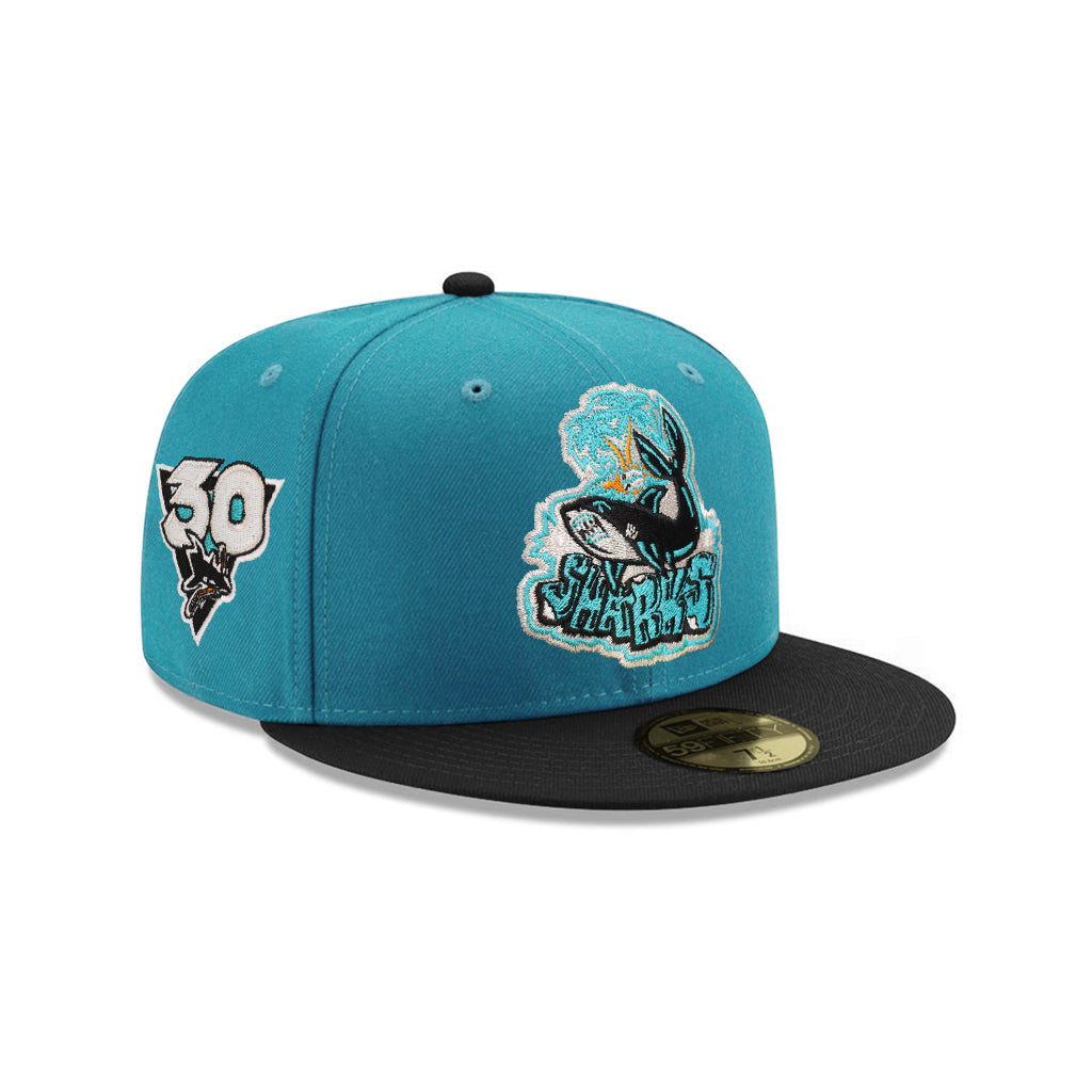 San Jose Sharks Aqua Black 2 Tone 30th Anniversary SP NHL 59Fifty Fitt ...
